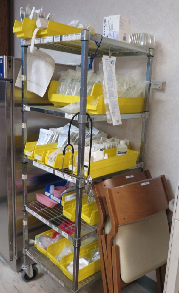 Shelf Bins and AkroBins on a Medical Cart - Akro-Mils